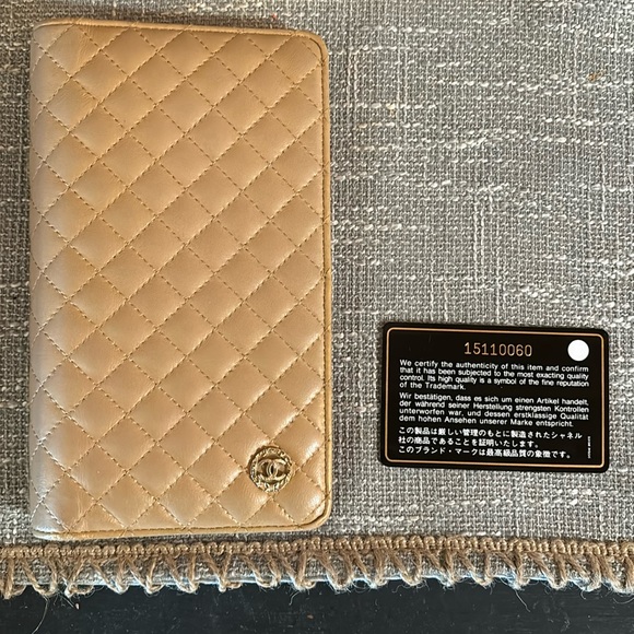 CHANEL | Bags | Chanel Beige Quilted Gold Cc Hardware Long Bifold ...